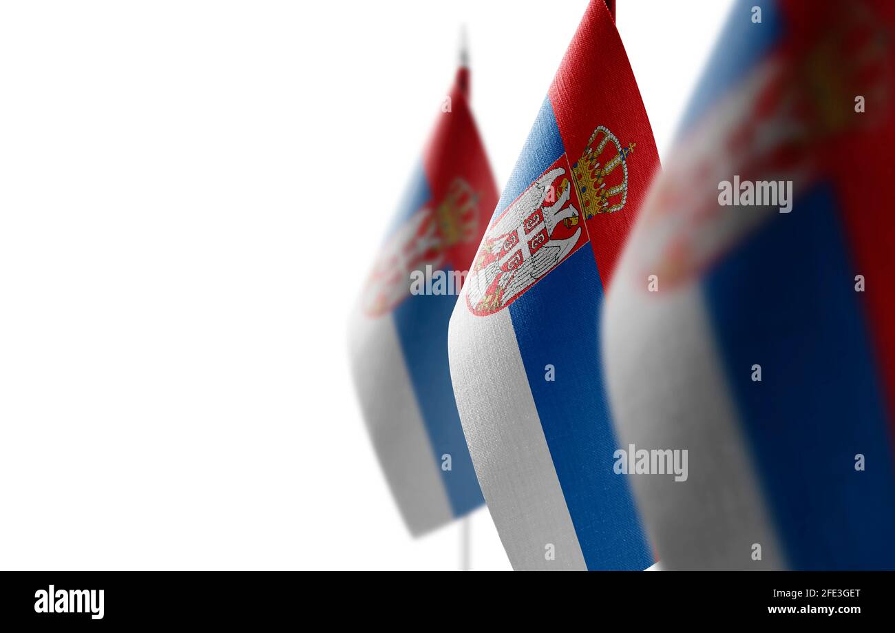 Small national flags of the Serbia on a white background Stock Photo ...