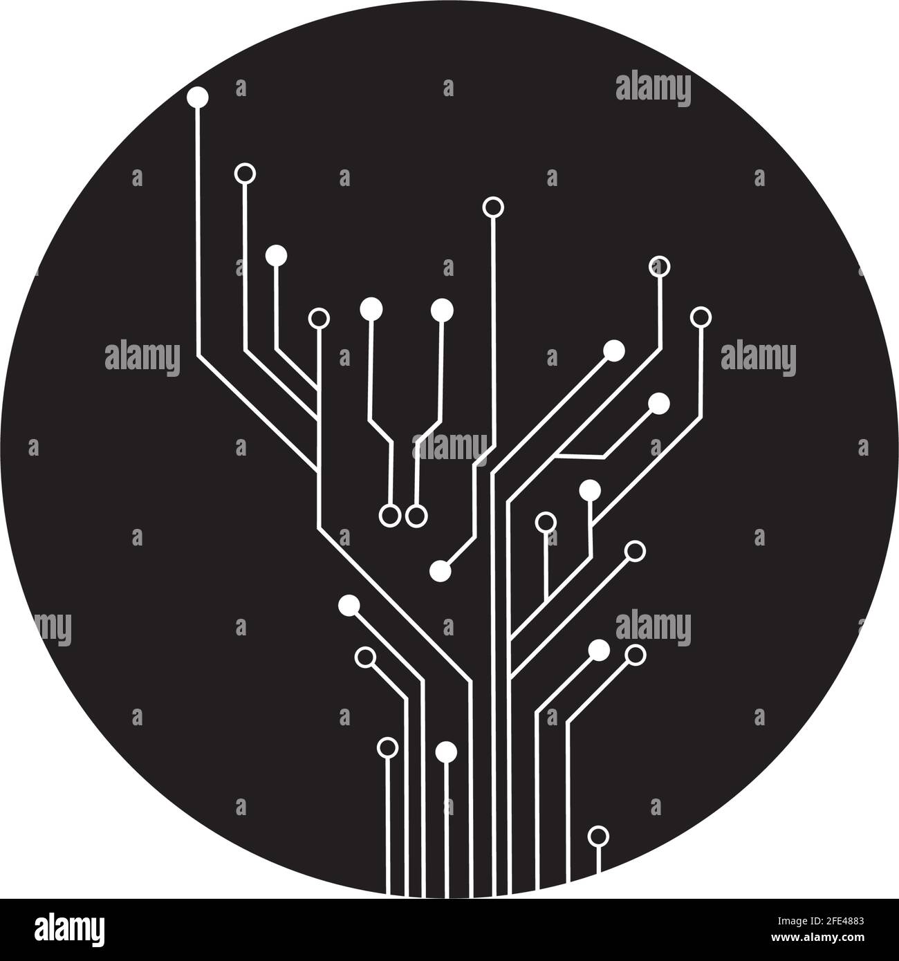 circuit in the circle icon.technology logo design template symbol icon ...