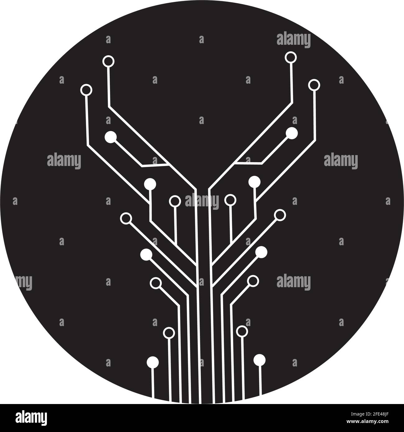 circuit in the circle icon.technology logo design template symbol icon vector-vector Stock ...