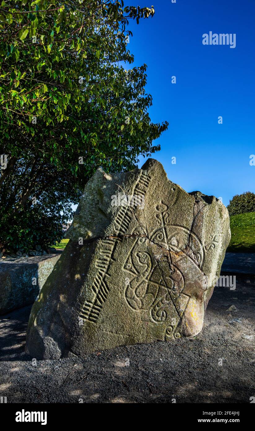 The Brandsbutt Symbol Stone, an ancient Pictish carved symbol stone in ...