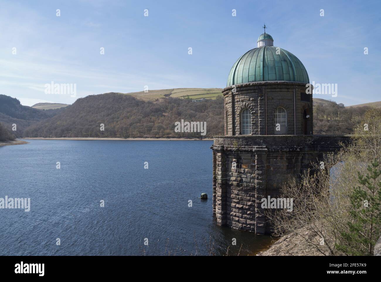 Elan valley trail with Victorian era reservoirs and bilingual signs in ...