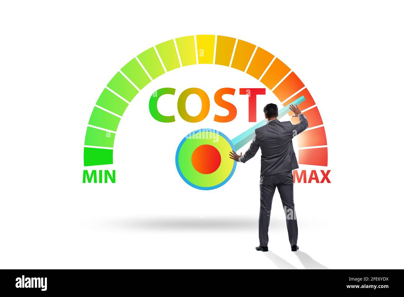 Cost management concept with the businessman Stock Photo - Alamy