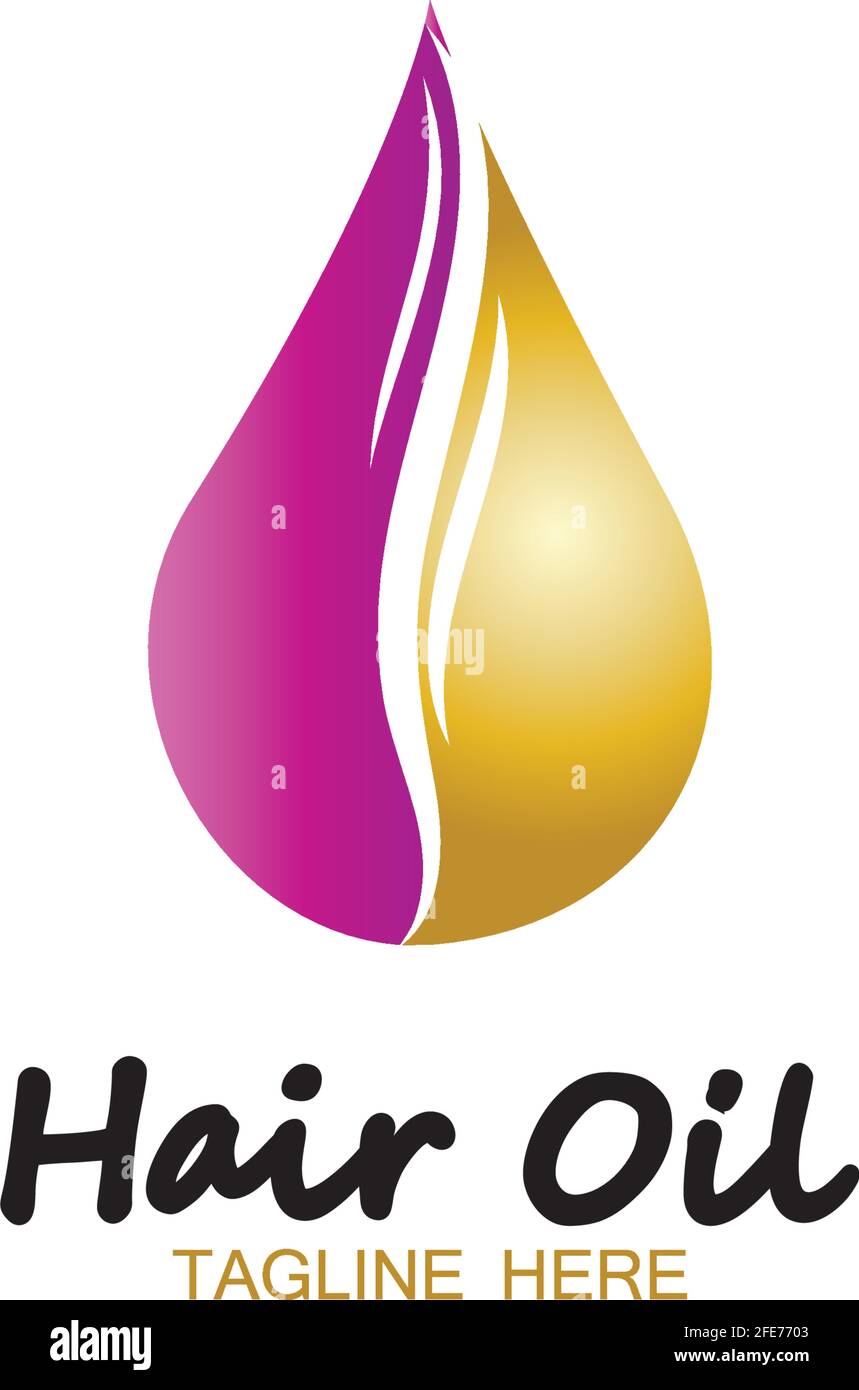 hair oil essential logo with drop oil and hair logo symbol-vector Stock ...