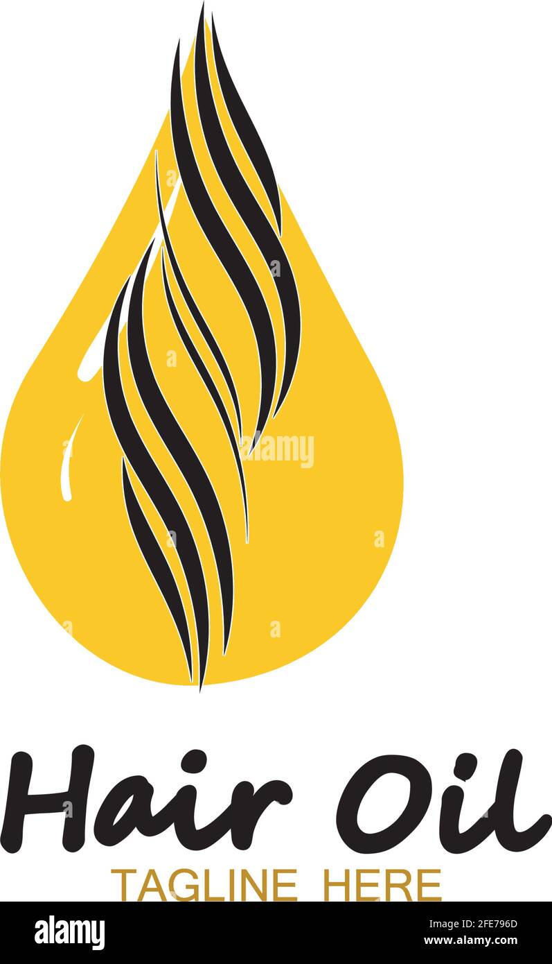 hair oil essential logo with drop oil and hair logo symbol-vector Stock ...