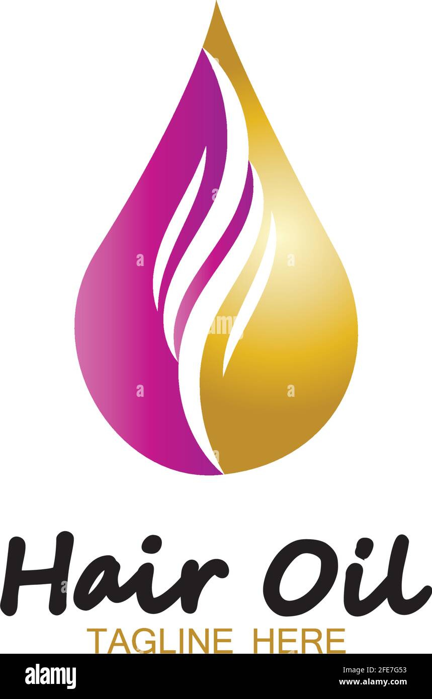 hair oil essential logo with drop oil and hair logo symbol-vector Stock ...