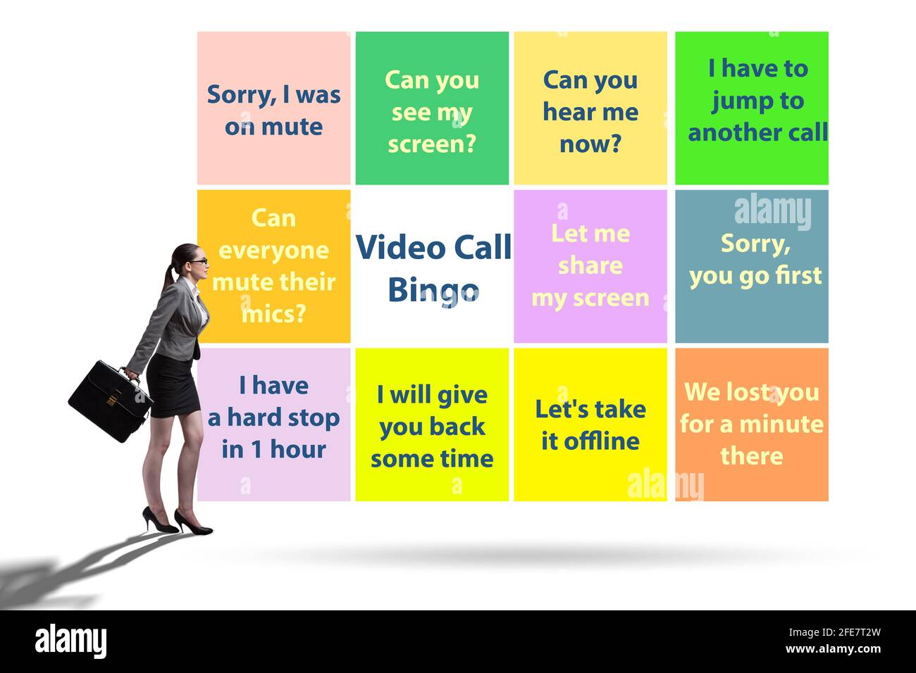 Funny concept with the video call bingo Stock Photo - Alamy