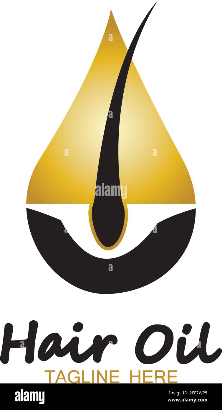 hair oil essential logo with drop oil and hair logo symbol-vector Stock ...