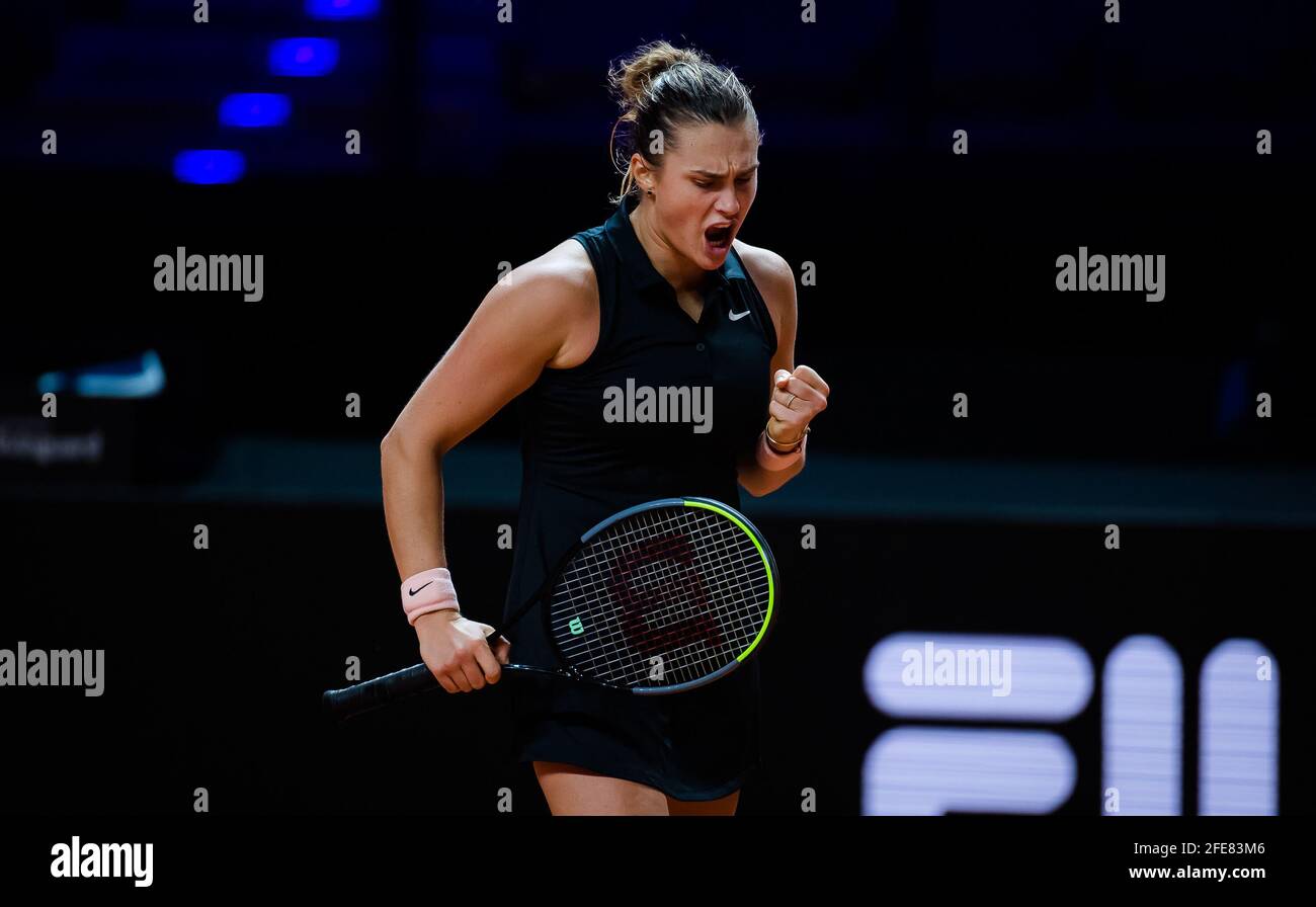 Aryna Sabalenka of Belarus during the quarter-finals match at the 2021 ...