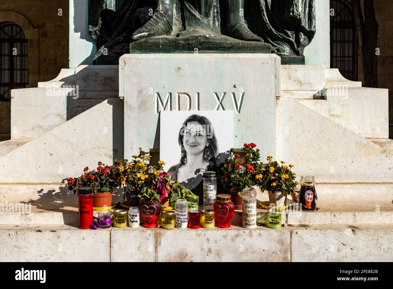 Valletta, Malta - April 18th 2021: Memorial to the murdered journalist ...