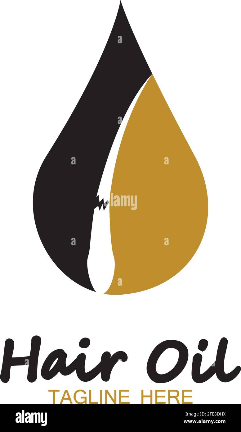 hair oil essential logo with drop oil and hair logo symbol-vector Stock ...