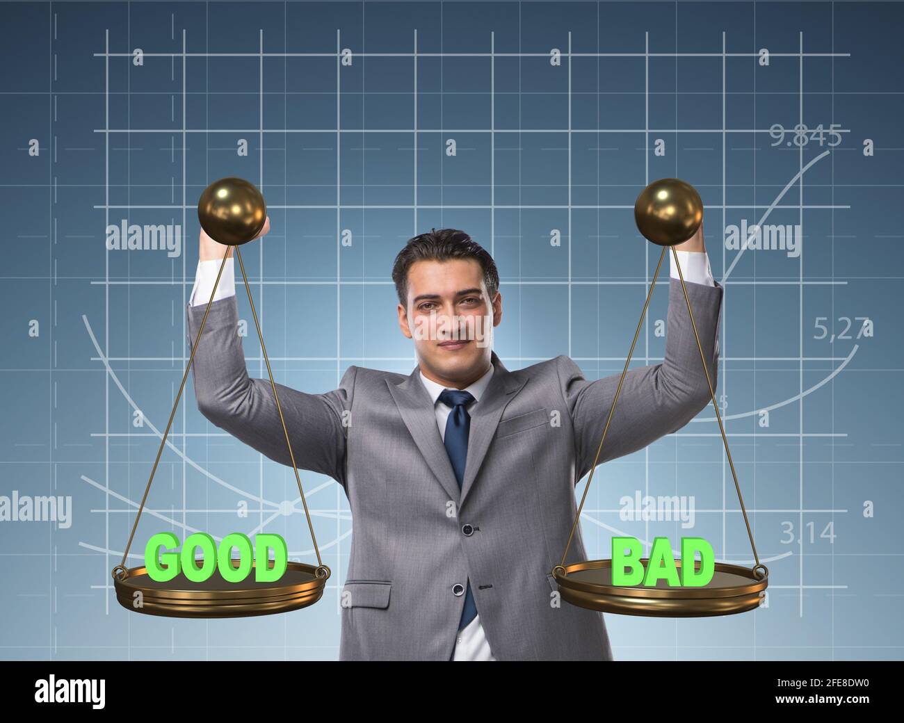 The businessman choosing between good and bad Stock Photo - Alamy
