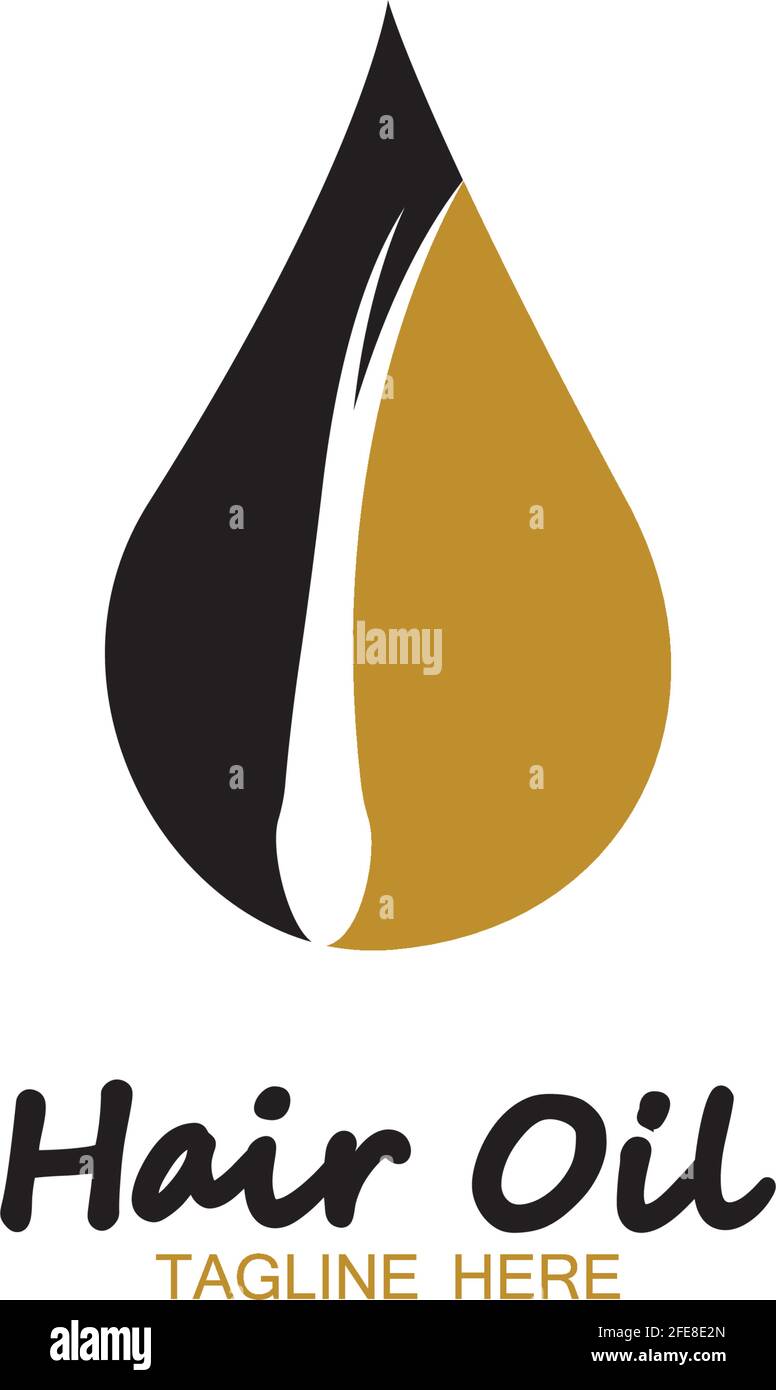 hair oil essential logo with drop oil and hair logo symbol-vector Stock ...