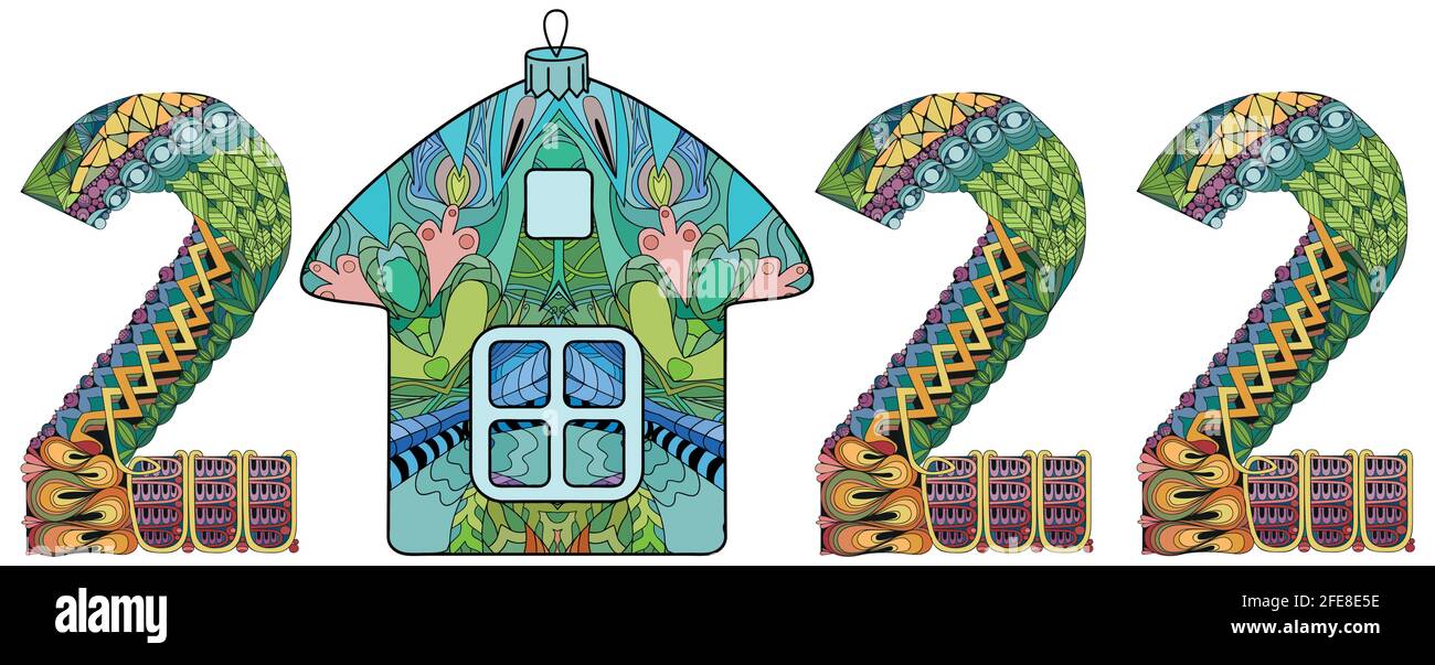 Hand-painted art design. Color hand drawn illustration. Number two ...