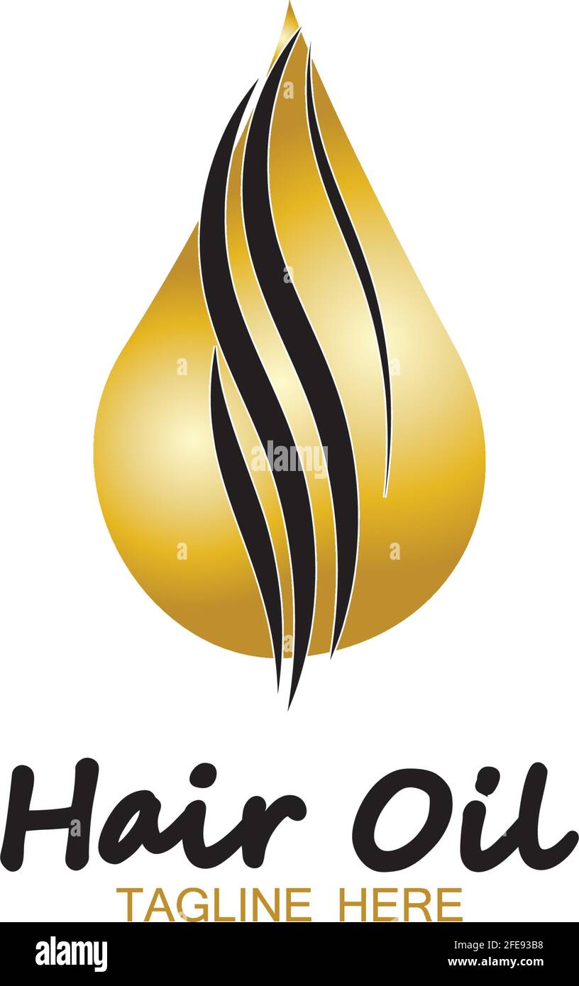 hair oil essential logo with drop oil and hair logo symbol-vector Stock ...