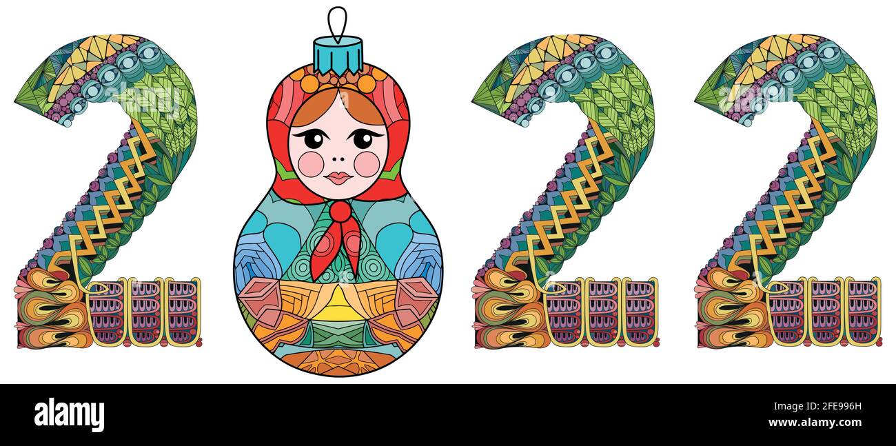 Hand-painted art design. Color hand drawn illustration. Number two ...