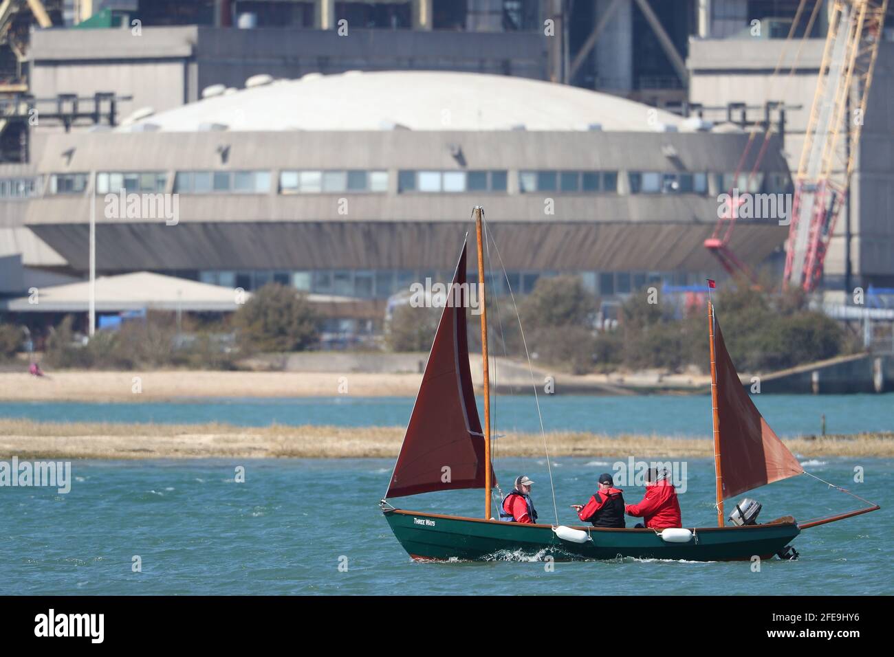New Forest, Hampshire. 24th April 2021. UK Weather. A sailing boat ...