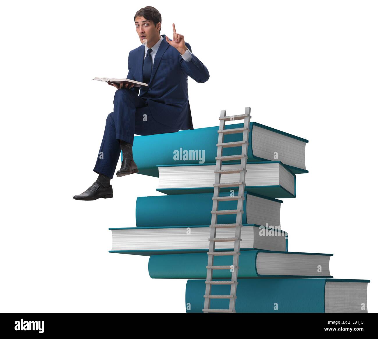 The businessman in education and learning concept Stock Photo - Alamy