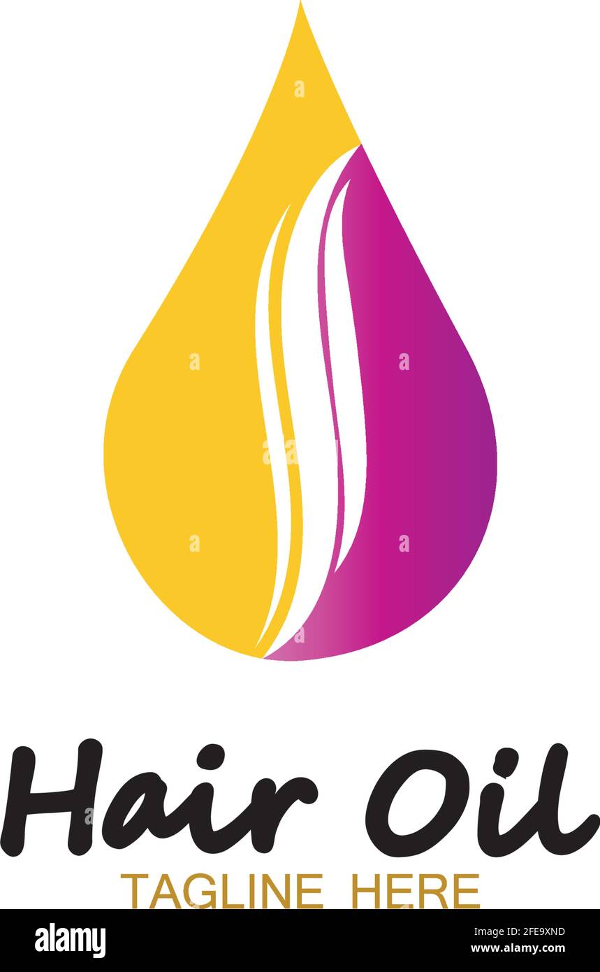hair oil essential logo with drop oil and hair logo symbol-vector Stock ...