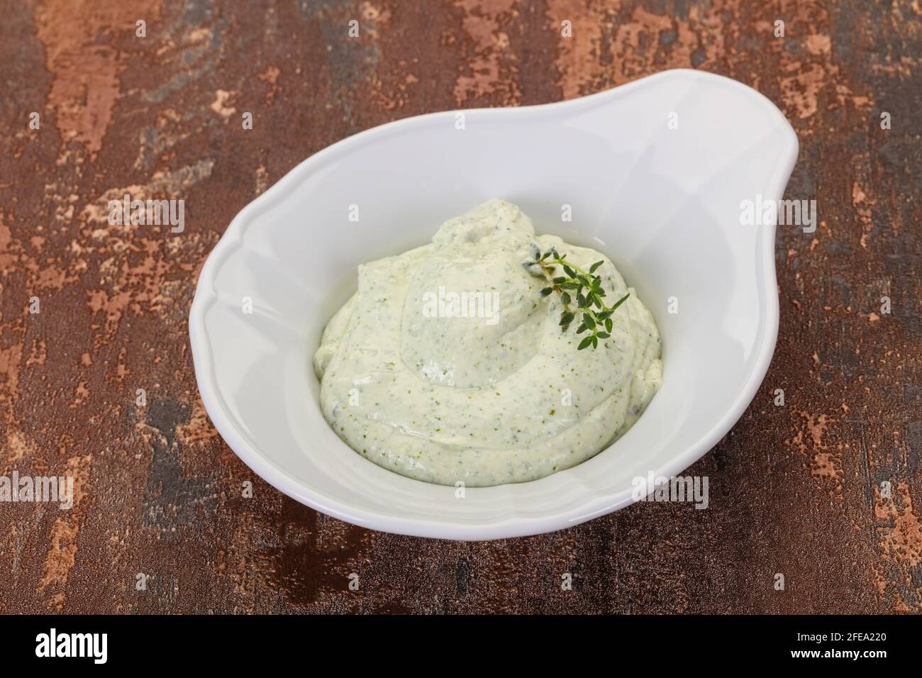 Cottage cream snack with herbs and garlic Stock Photo - Alamy