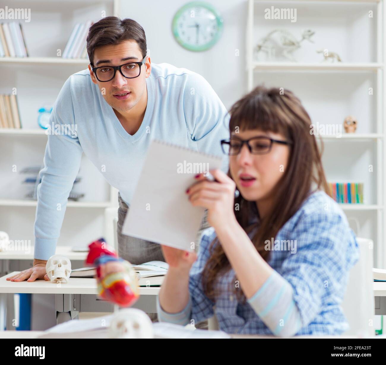 The two medical students studying in classroom Stock Photo - Alamy