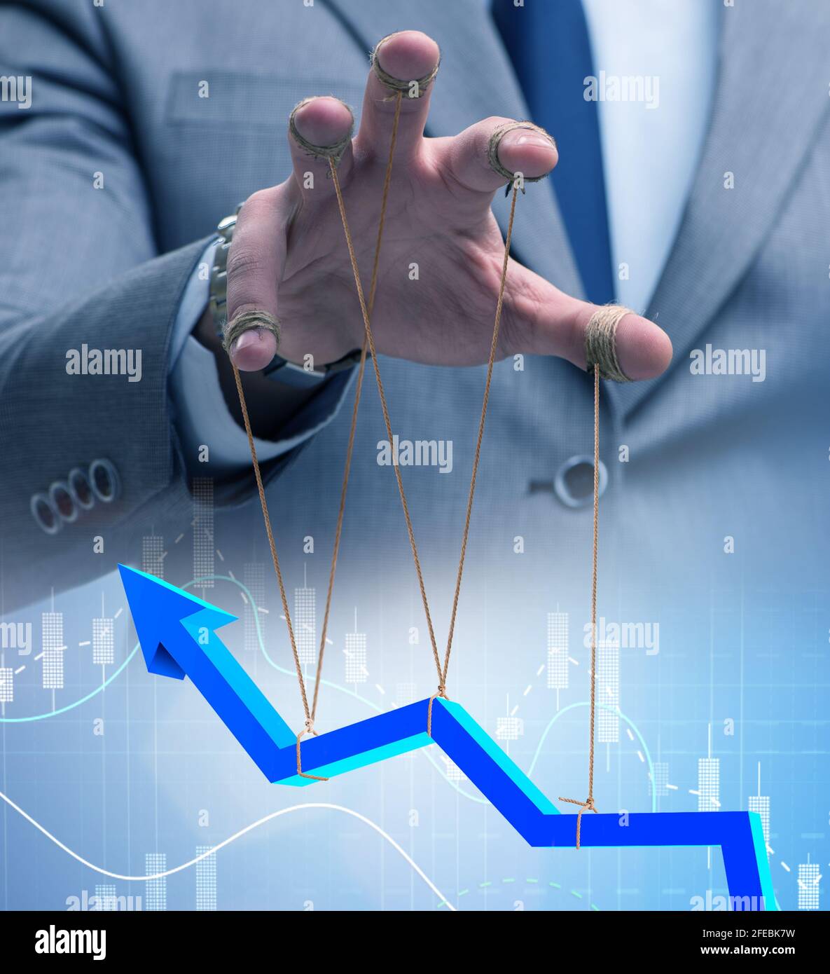 The hand supporting the growth chart line Stock Photo - Alamy