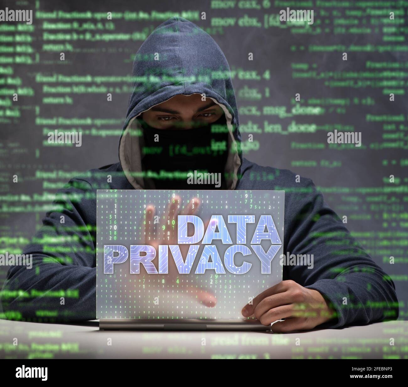 The data privacy concept with hacker stealing personal information ...