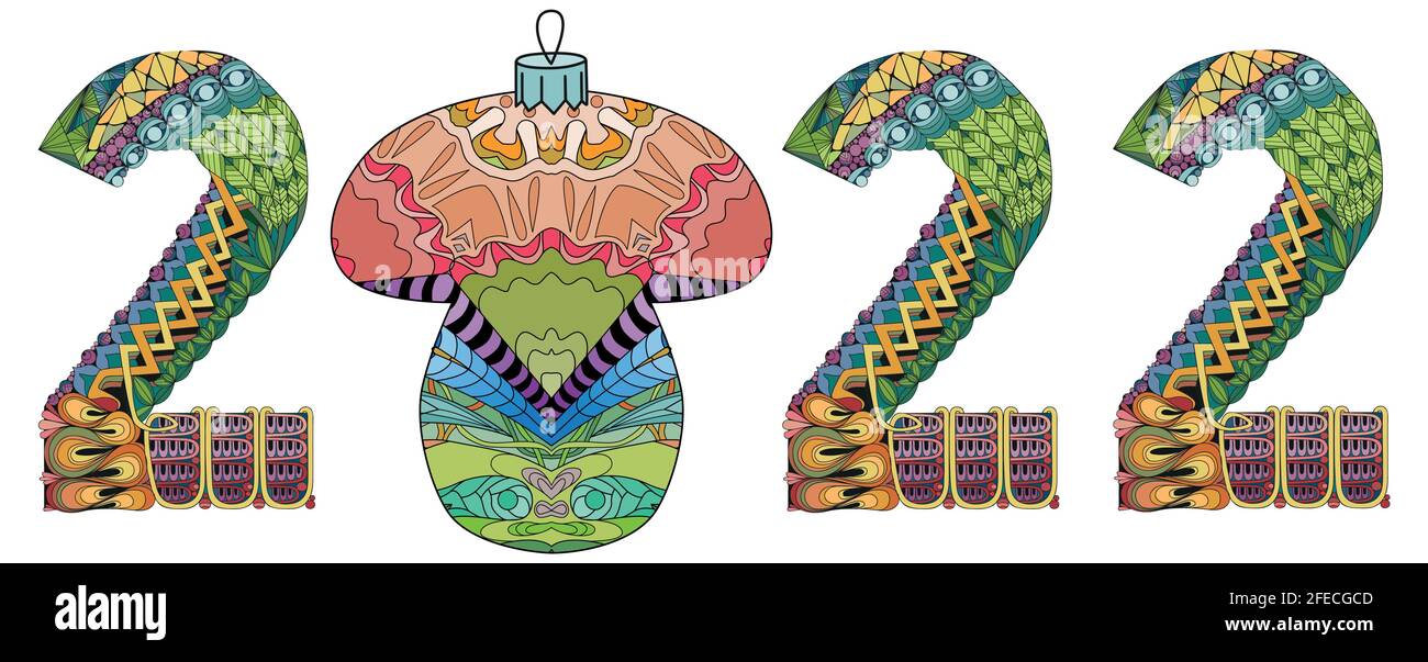 Hand-painted art design. Color hand drawn illustration. Number two ...