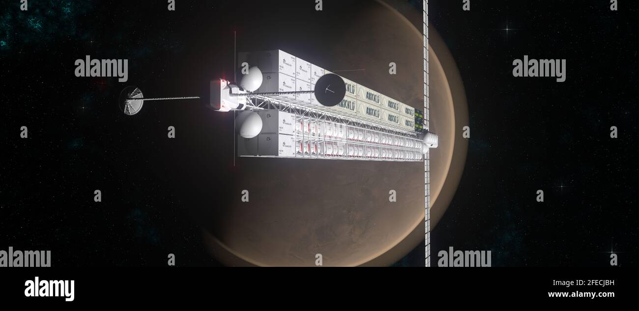 Establishing interstellar trade routes. A fictional space freight ship ...