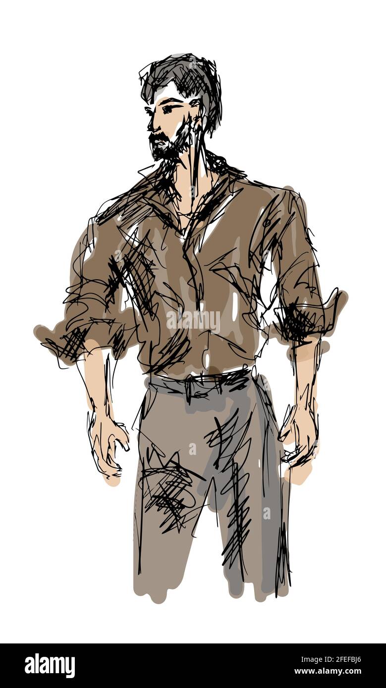 Abstract man hand drawn sketch eps10 vector illustration isolated on ...