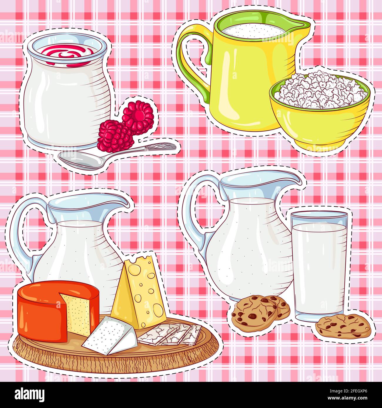 Dairy products stickers Stock Vector Image & Art - Alamy