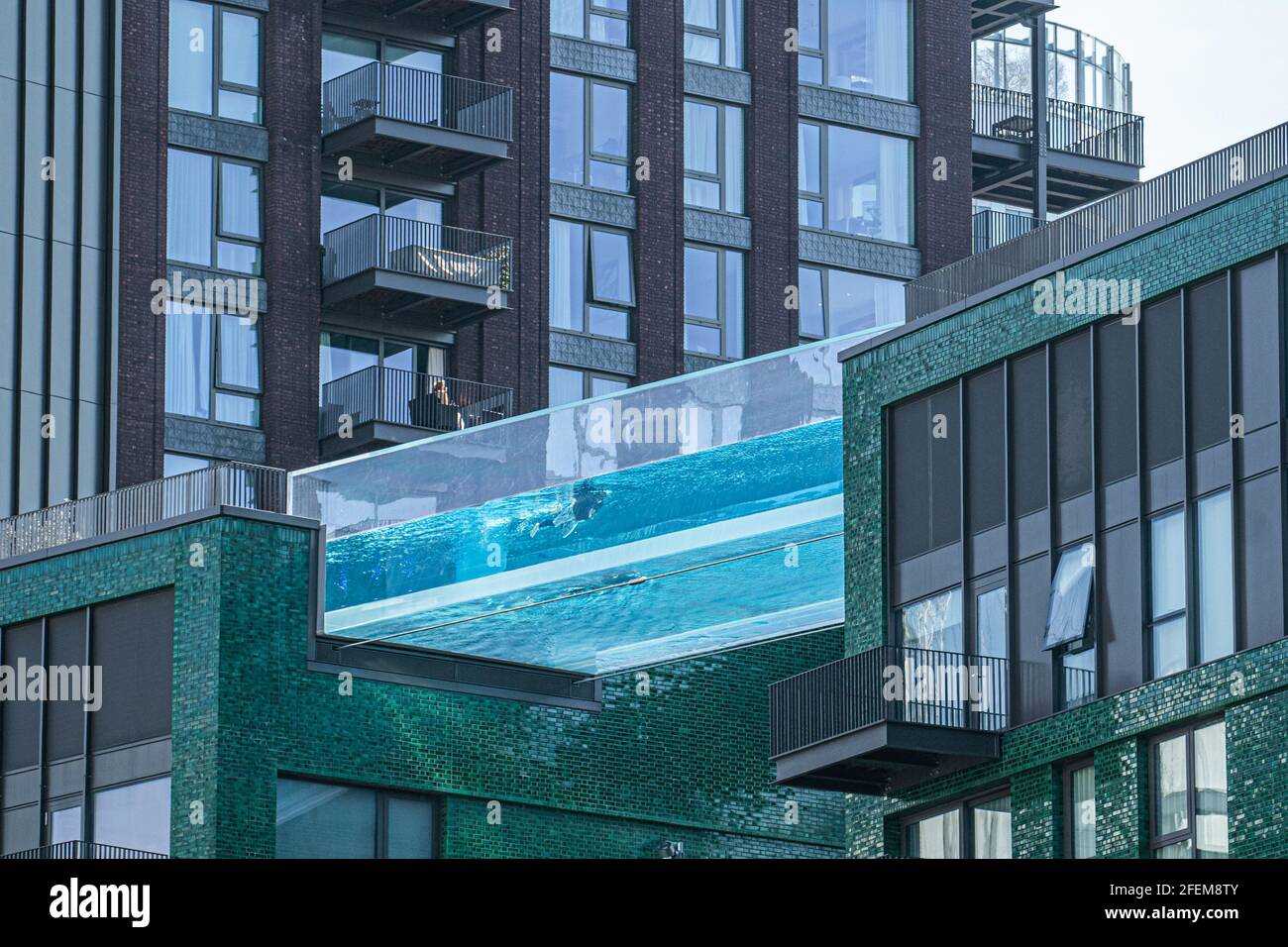 LONDON, UK. 24 April 2021. The World's First Sky Pool, is a 25 Metres ...