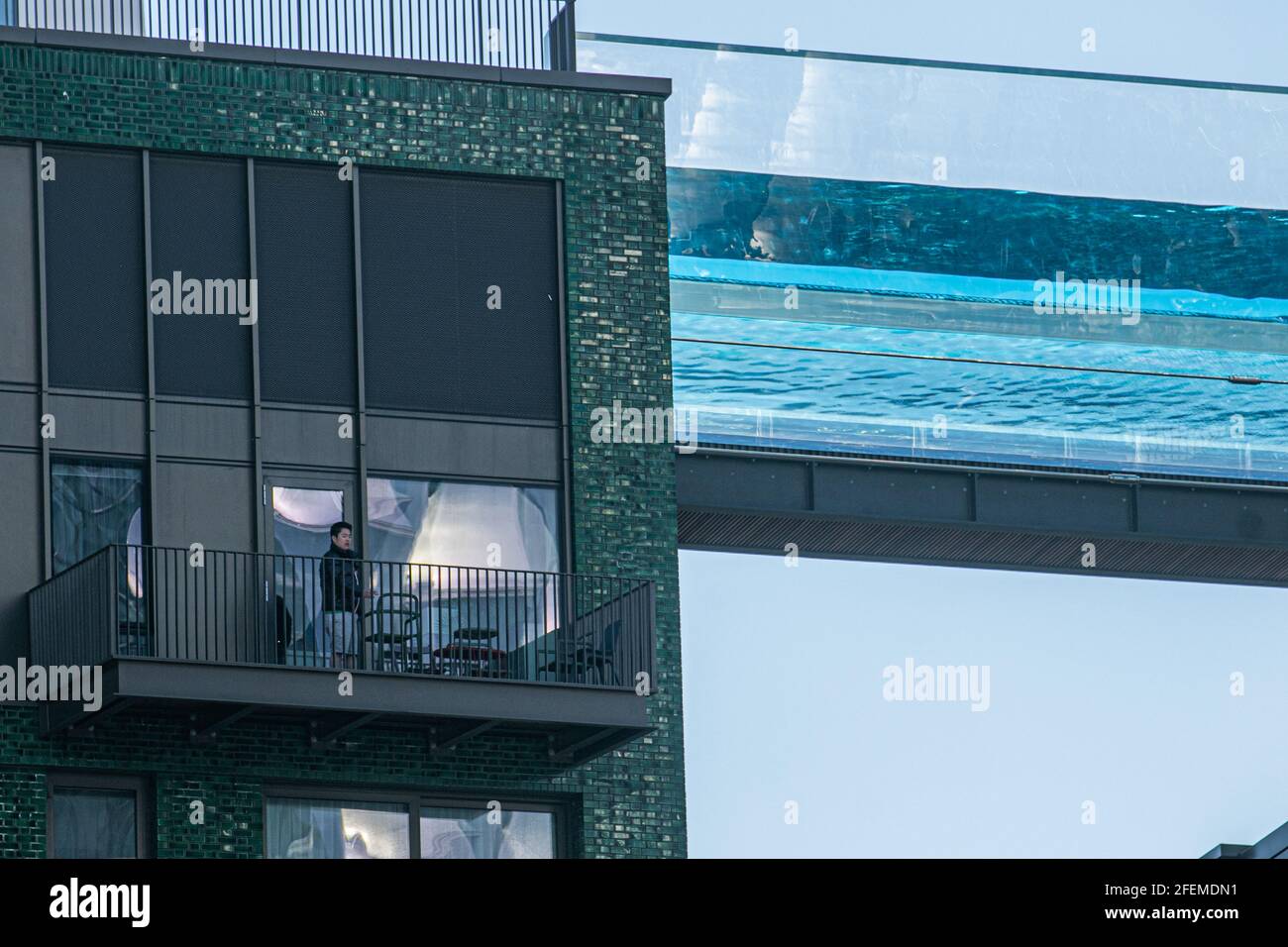 LONDON, UK. 24 April 2021. The World's First Sky Pool, is a 25 Metres ...