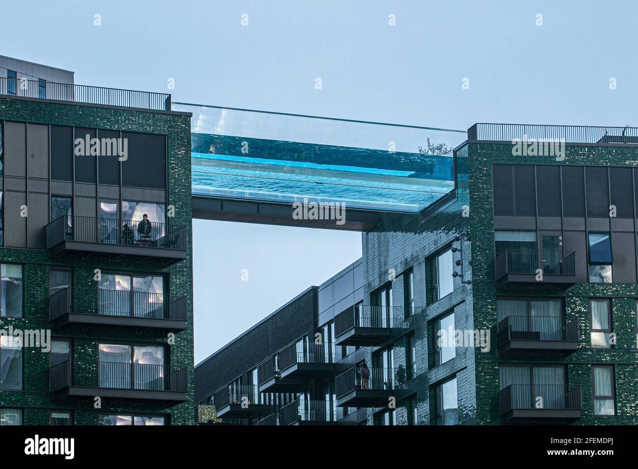 LONDON, UK. 24 April 2021. The World's First Sky Pool, is a 25 Metres ...