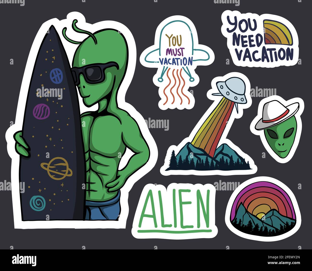 Surfboard stickers Stock Vector Images - Alamy