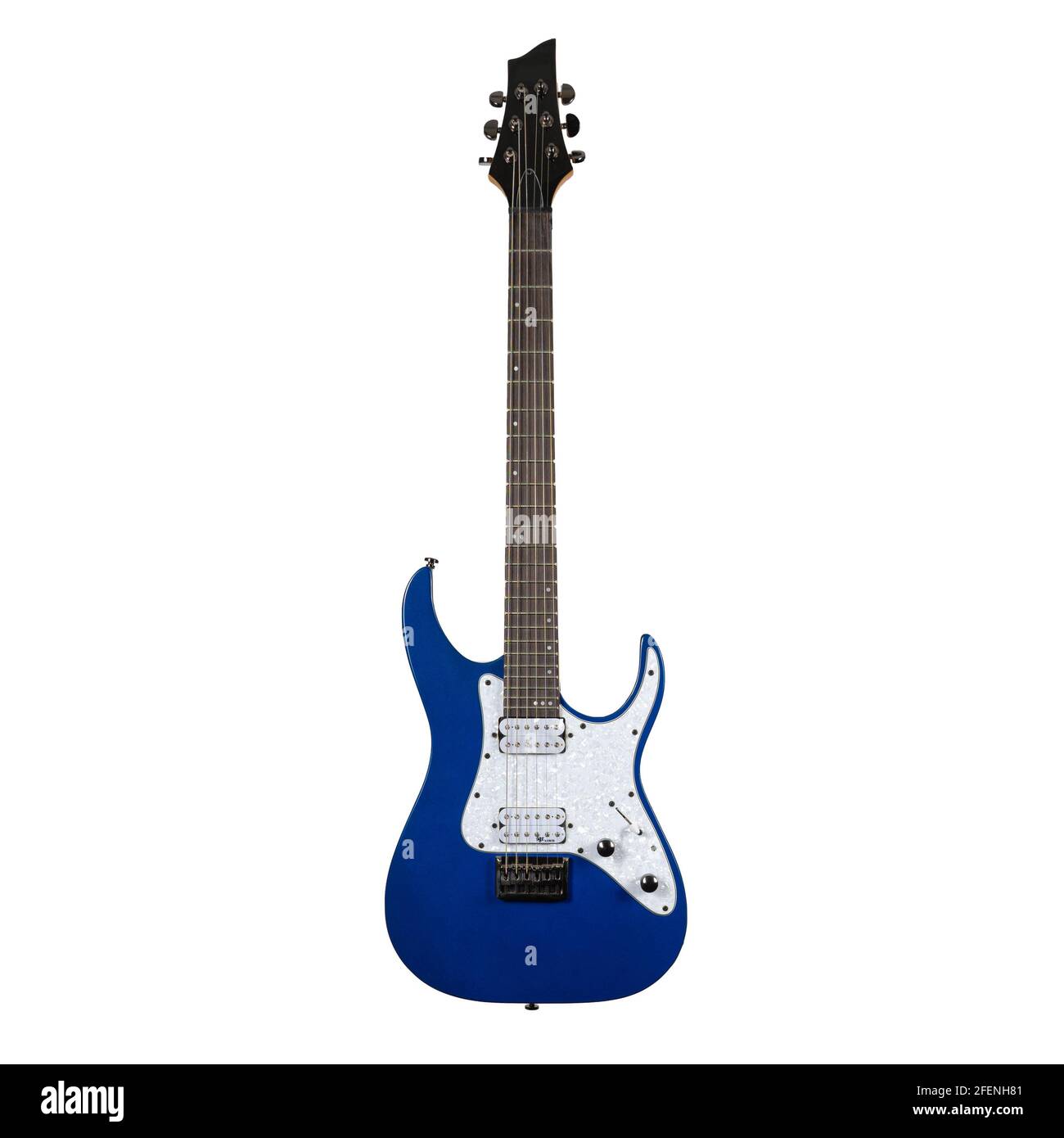 Blue Electric guitar isolated over white background Stock Photo - Alamy