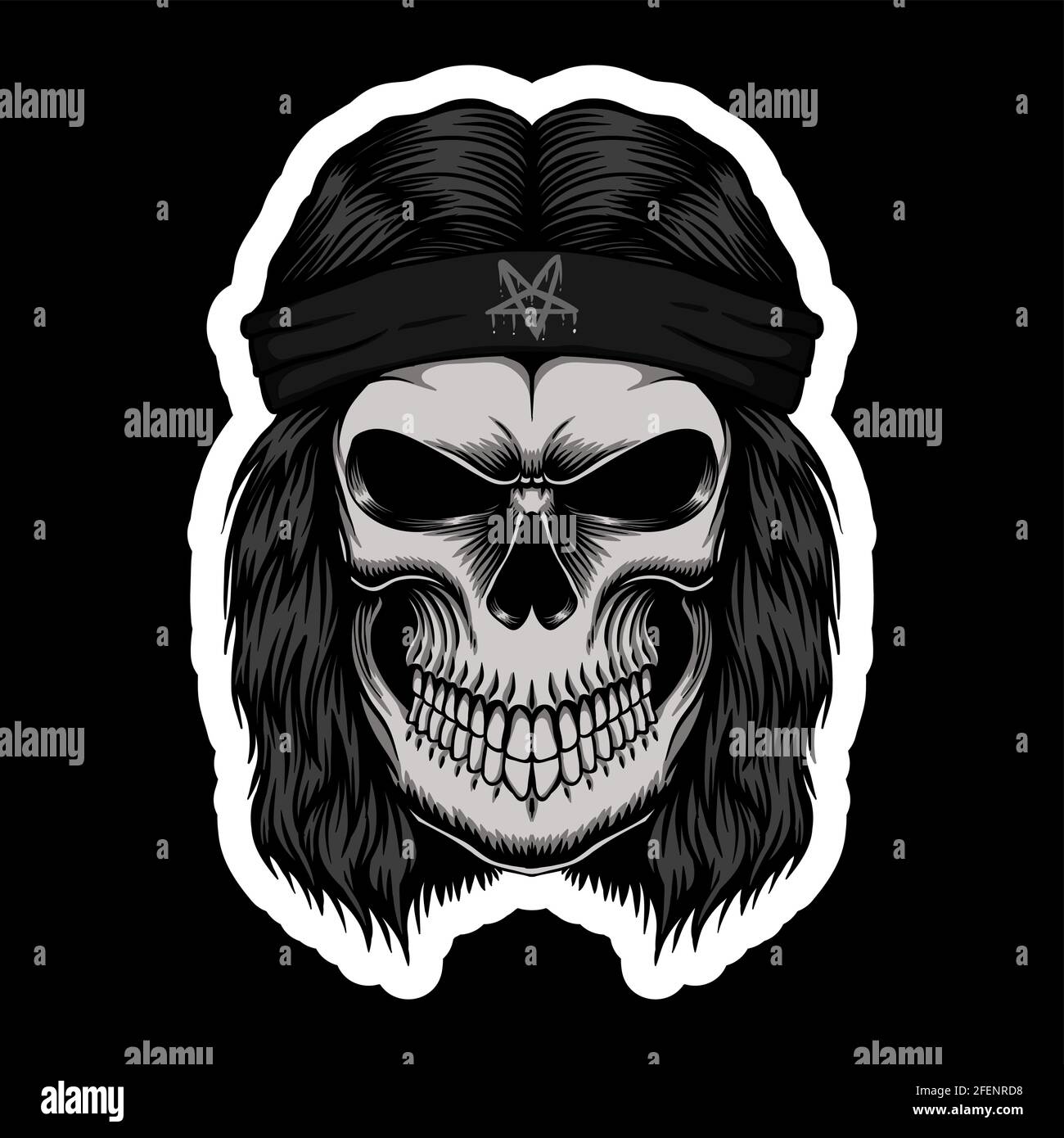 Skull Rocker head stickers vector illustration Stock Vector Image & Art ...