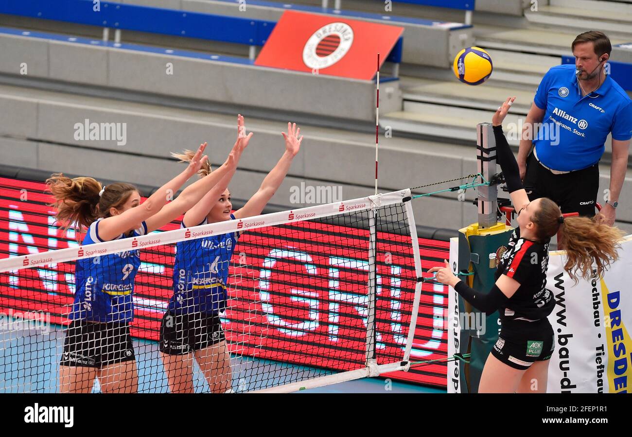 Dresden, Germany. 24th Apr, 2021. Volleyball, Women: Bundesliga ...