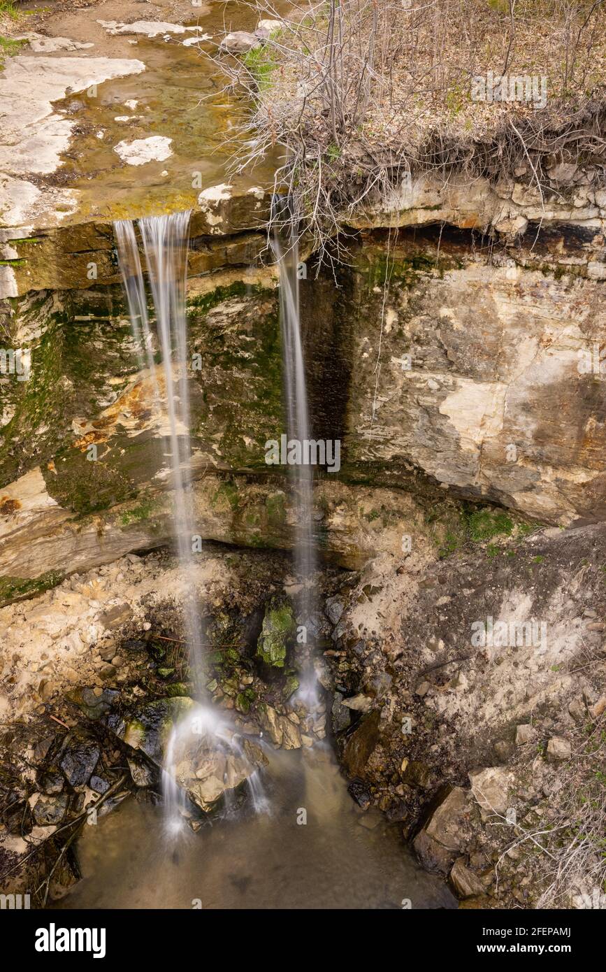 Minnemishinona Falls In The Spring Stock Photo - Alamy