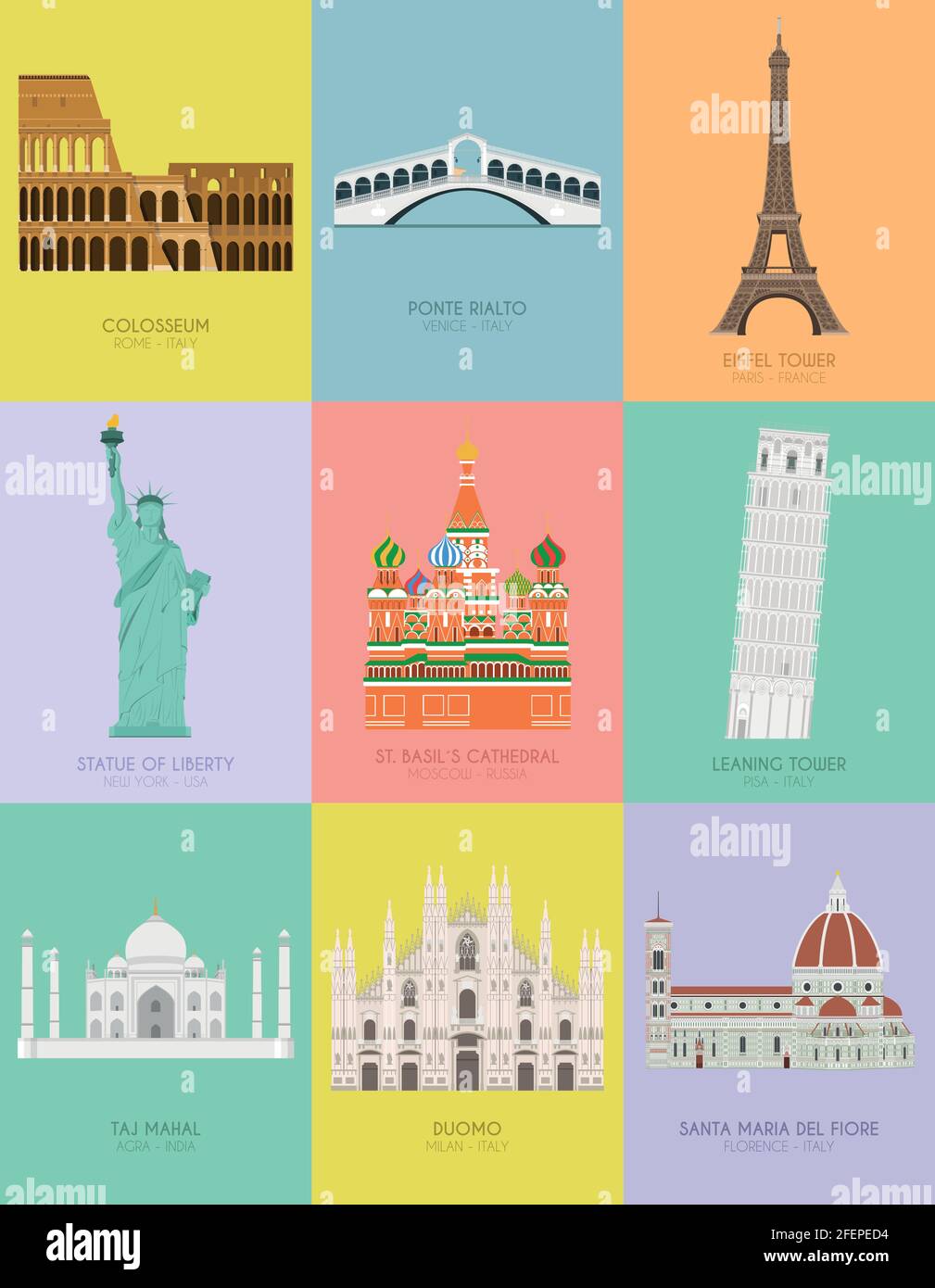 Modern design poster with colorful background of nine important ...