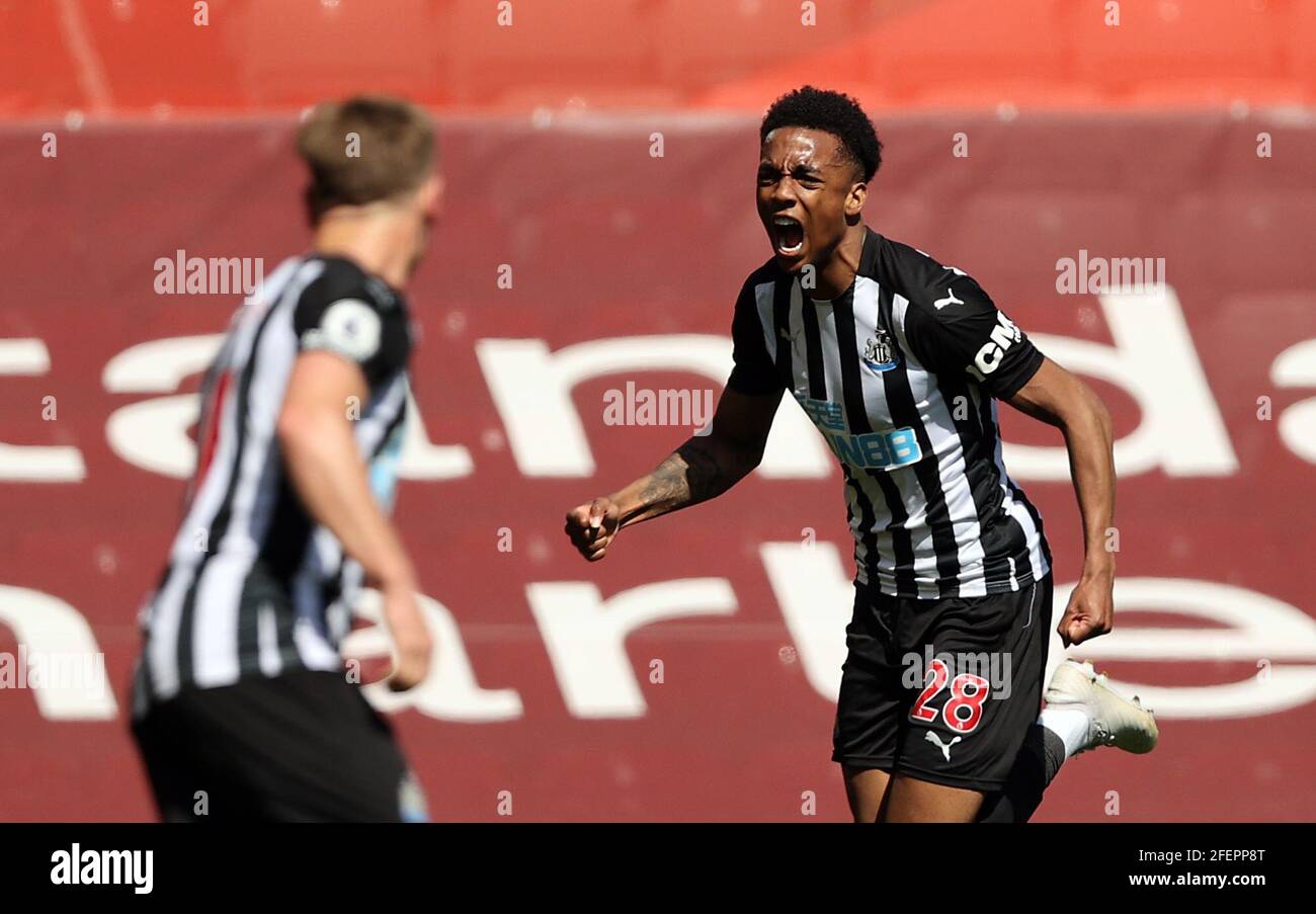 Newcastle United's Joe Willock celebrates scoring their side's first ...