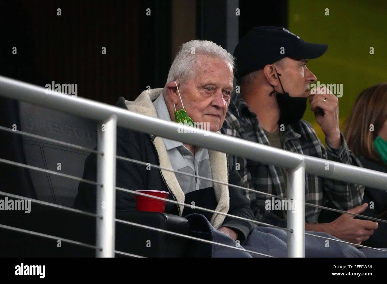 Oregon Ducks former coach Bill Dellinger attends the Oregon Relays ...