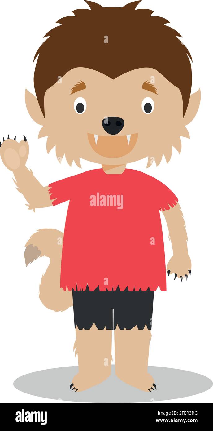 Cartoon illustration of a funny werewolf for children Stock Vector ...