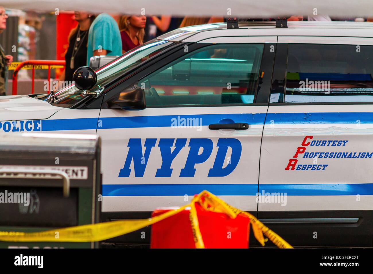 NYPD car at Times Square with no driver inside Stock Photo - Alamy