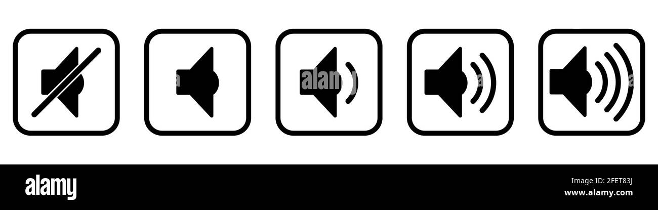 Volume button. Set of black volume icons. Icons of different volume ...