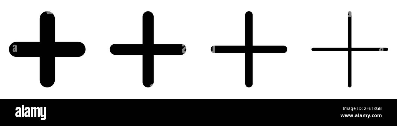 More icon. Set of plus icons of different thickness. Vector ...