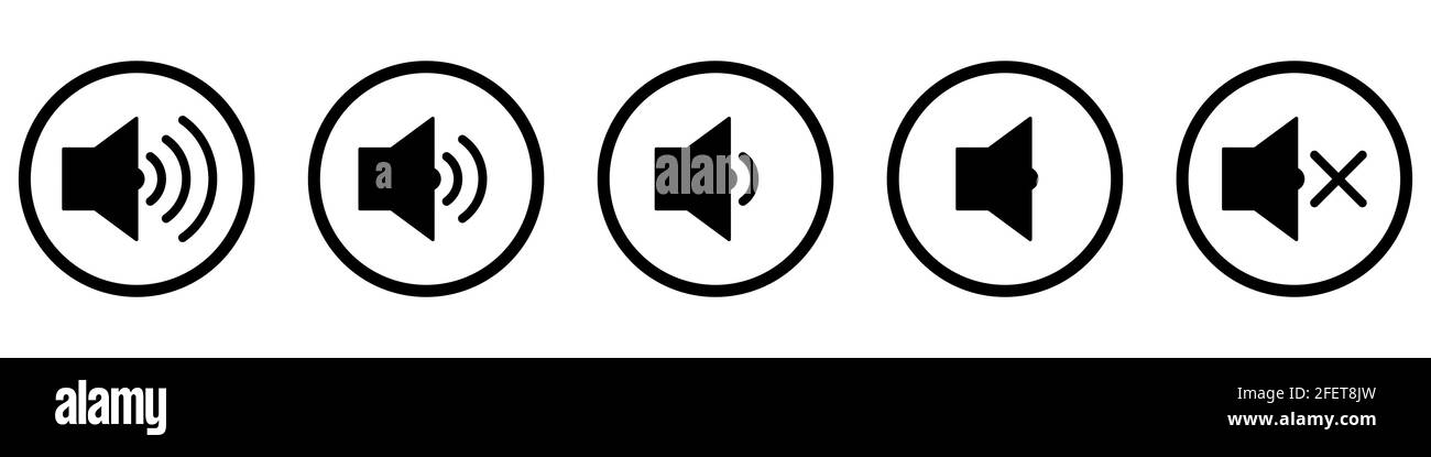 Volume button. Set of black volume icons. Icons of different volume ...