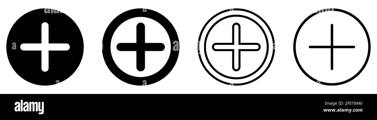 More icon. Set of plus icons in a circle. Vector illustration. Isolated ...