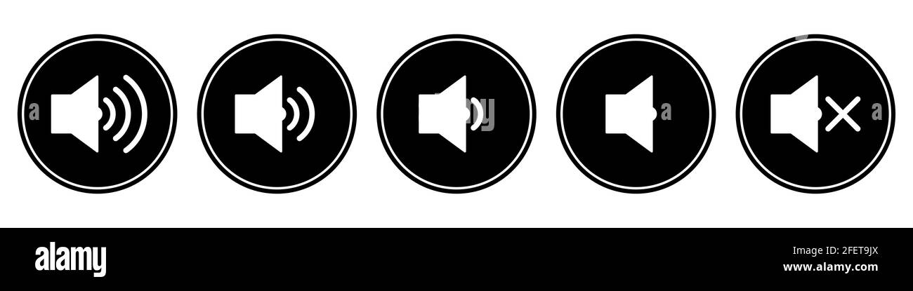 Volume button. Set of black volume icons. Icons of different volume ...