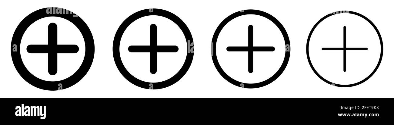 More icon. Set of plus icons of different thickness. Vector ...