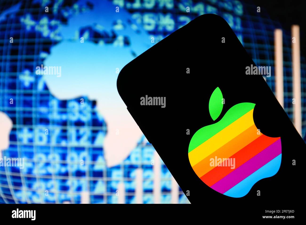 In this photo illustration an Apple technology company app logo seen ...